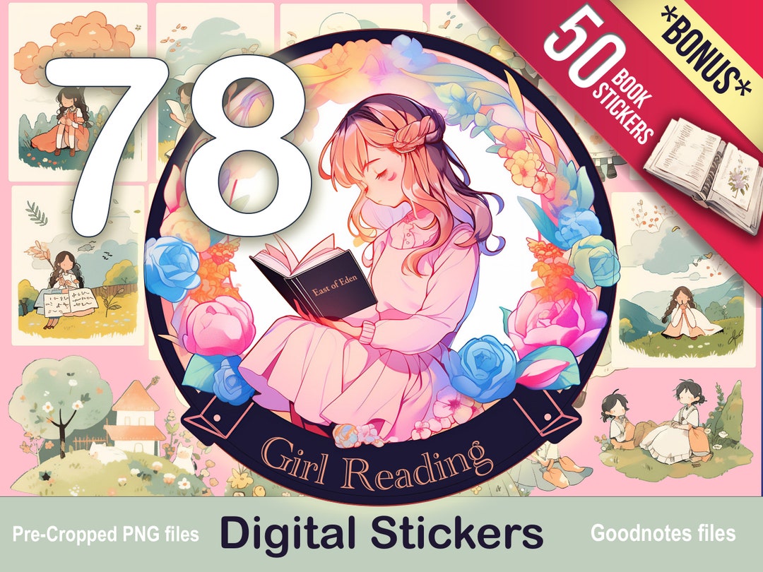 78 Girl Reading Sticker Set - Perfect for Planners, Goodnotes, Ipad ...