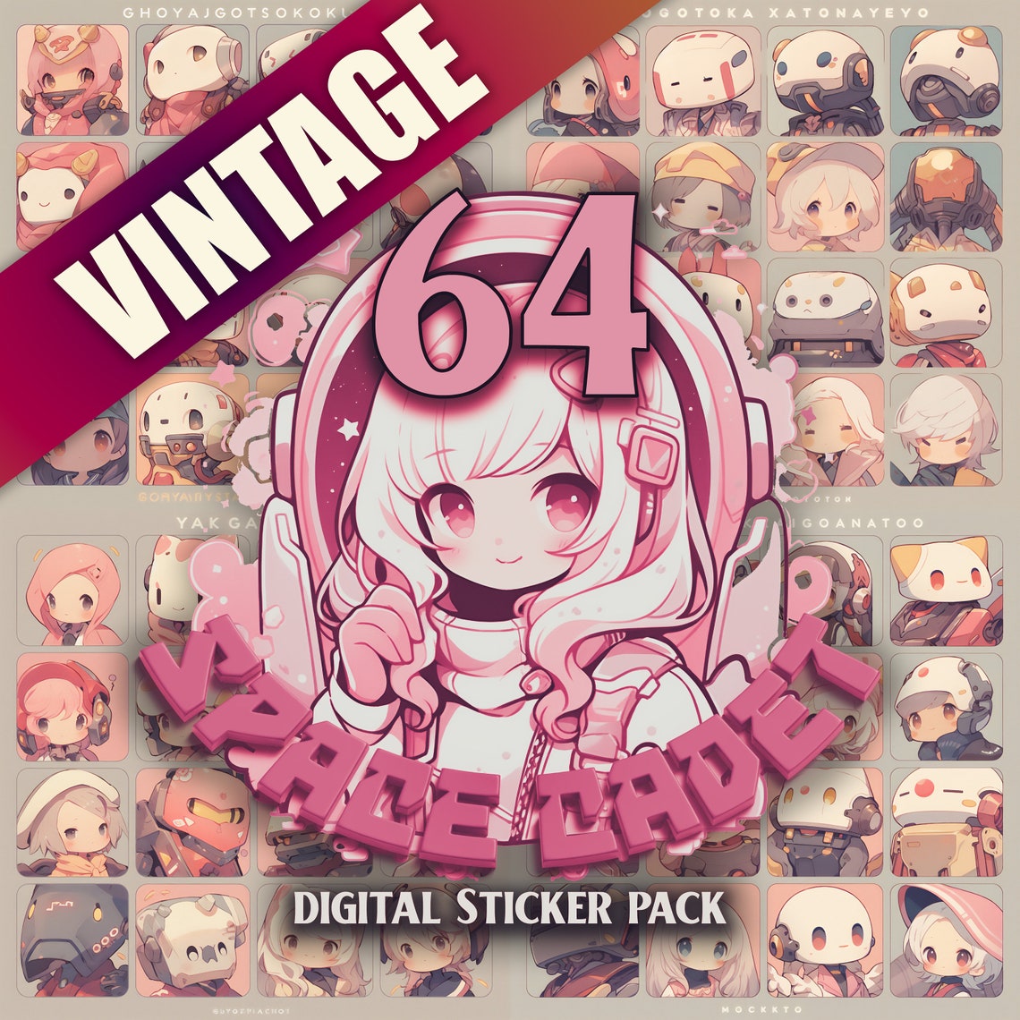 64 Vintage Space Cadets Sticker Set - Perfect for Digital Planners ...