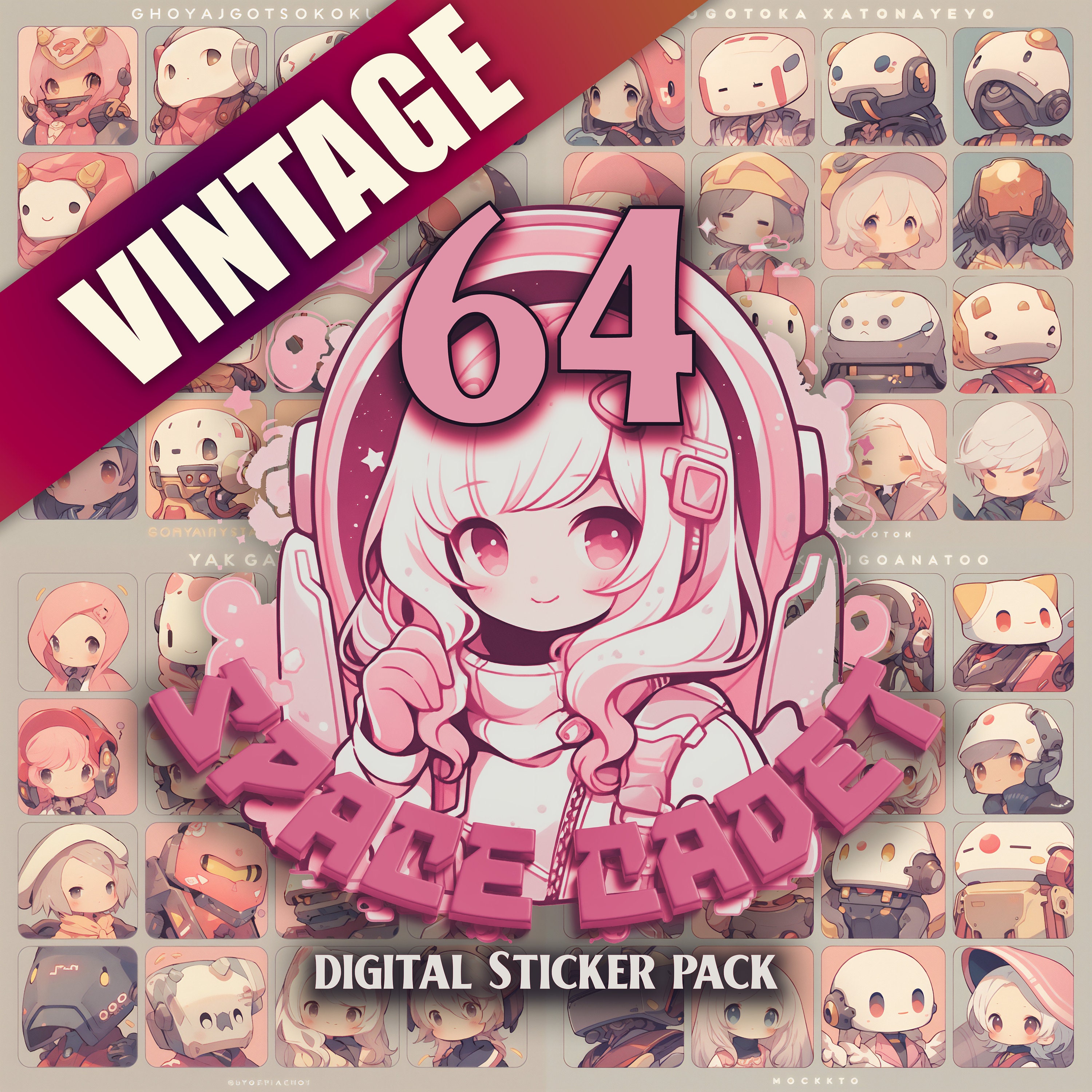 64 Vintage Space Cadets Sticker Set - Perfect for Digital Planners ...