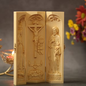 Wooden Catholic Altar Jesus Christ/ Saint Joseph/ Our Lady of Fatima ...