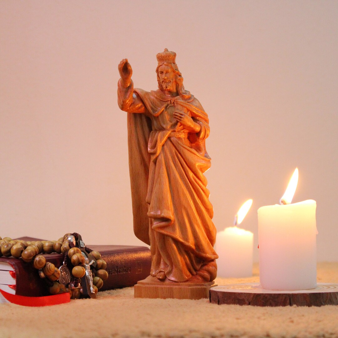 Hand Carved Wood Jesus Christ Blessing's Statue Orthodox - Etsy