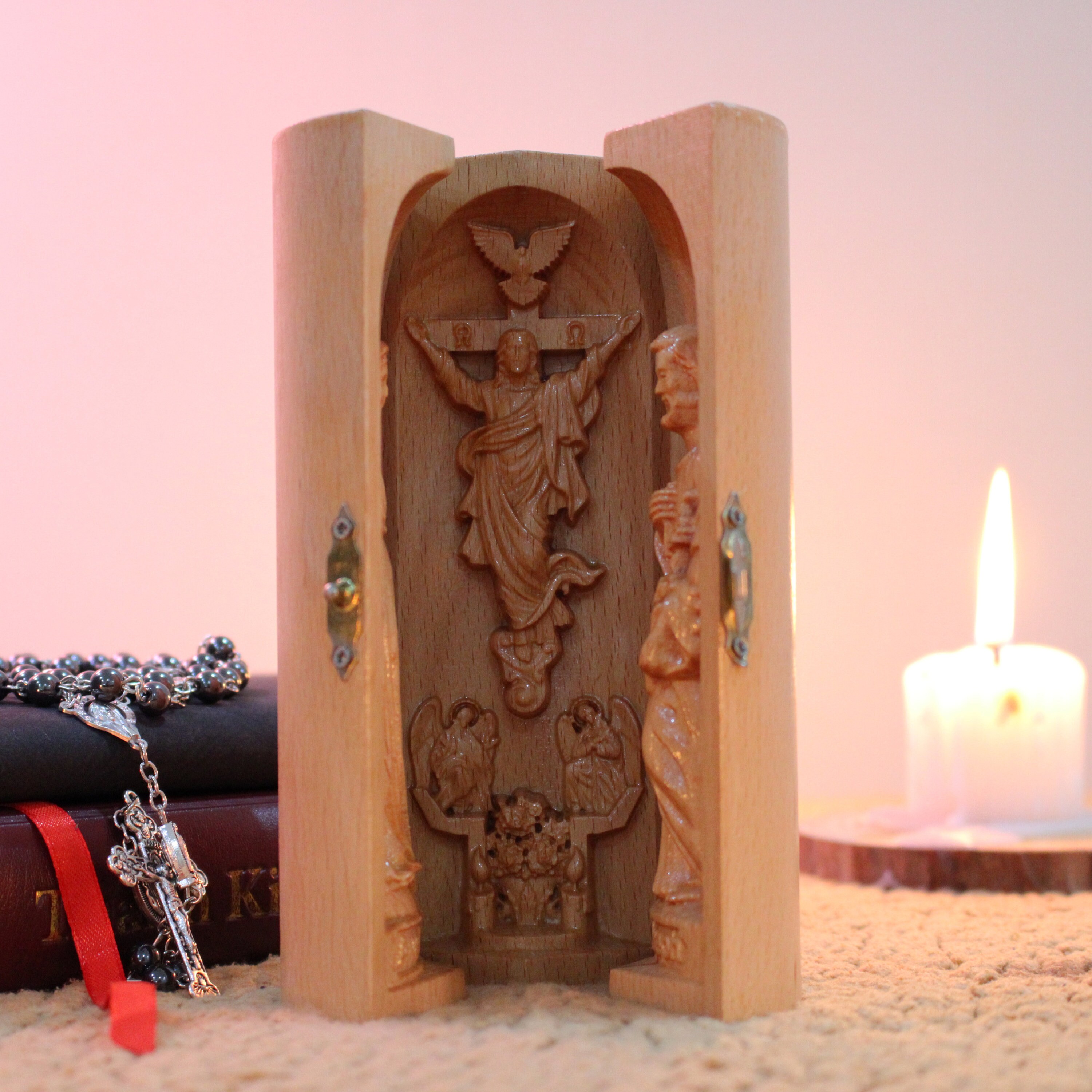 Handmade Triptych Catholic Home Altar Catholic Icon Triptych - Etsy