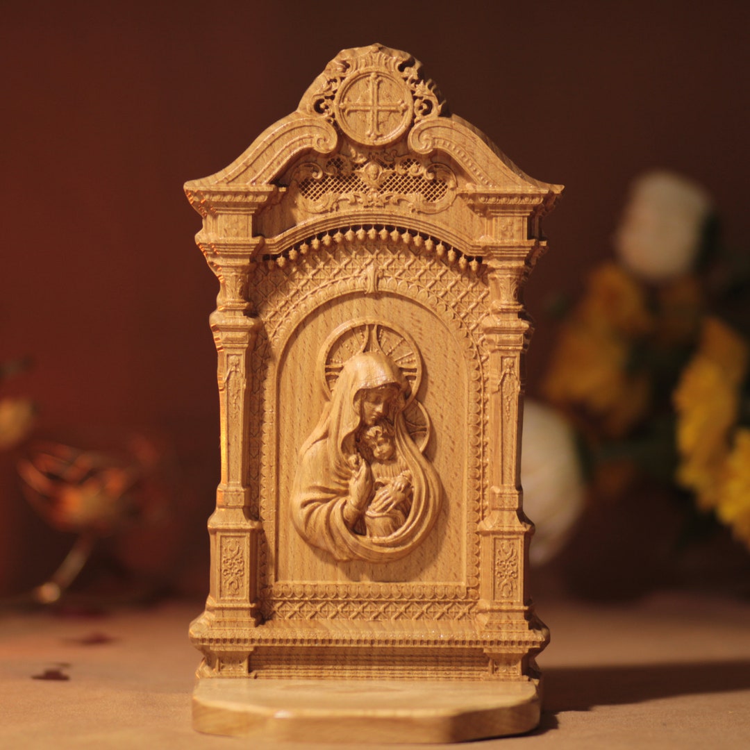 Blessed Virgin Mary Catholic Mini Altar Wooden Altar Jesus Christ Art ...