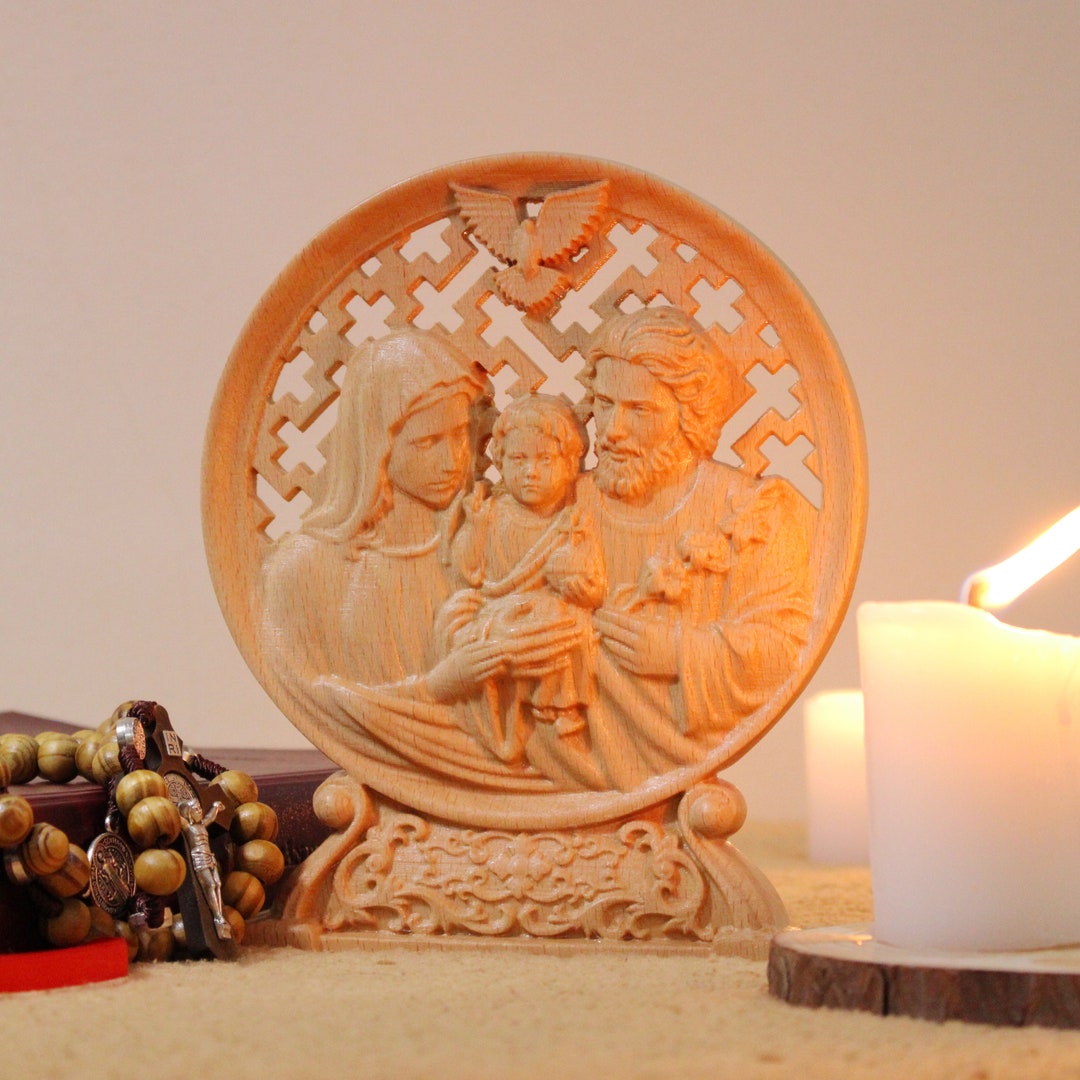 Holy Family Figurine Wooden Table Top Decor Religious - Etsy