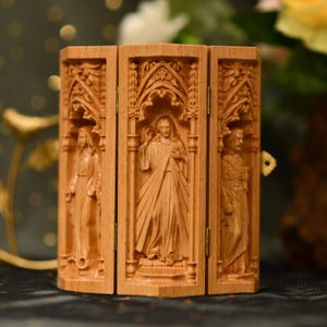 Holy Family Catholic Triptych of the Virgin Mary Jesus Christ St Joseph Portable Altar Catholic ...