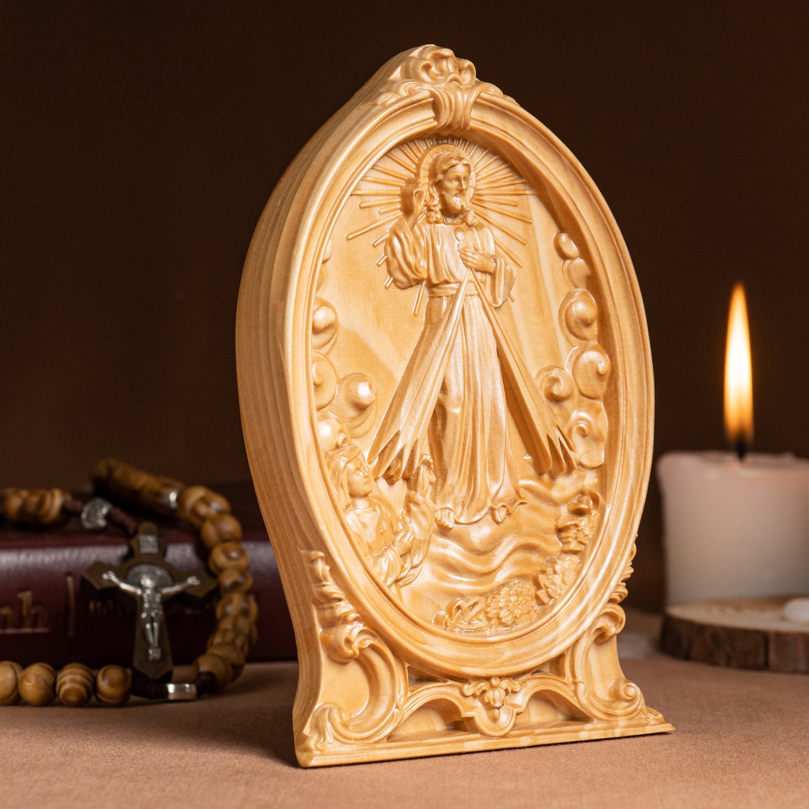 Christus Jesus Statue Table Top Wood Carvingreligious | Etsy