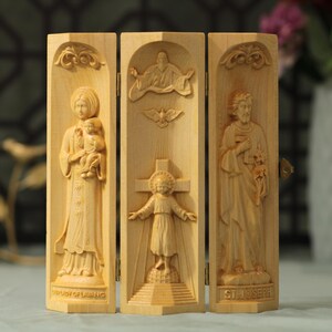 Holy Trinity Catholic Triptych With Our Lady of Lavang, St Joseph ...