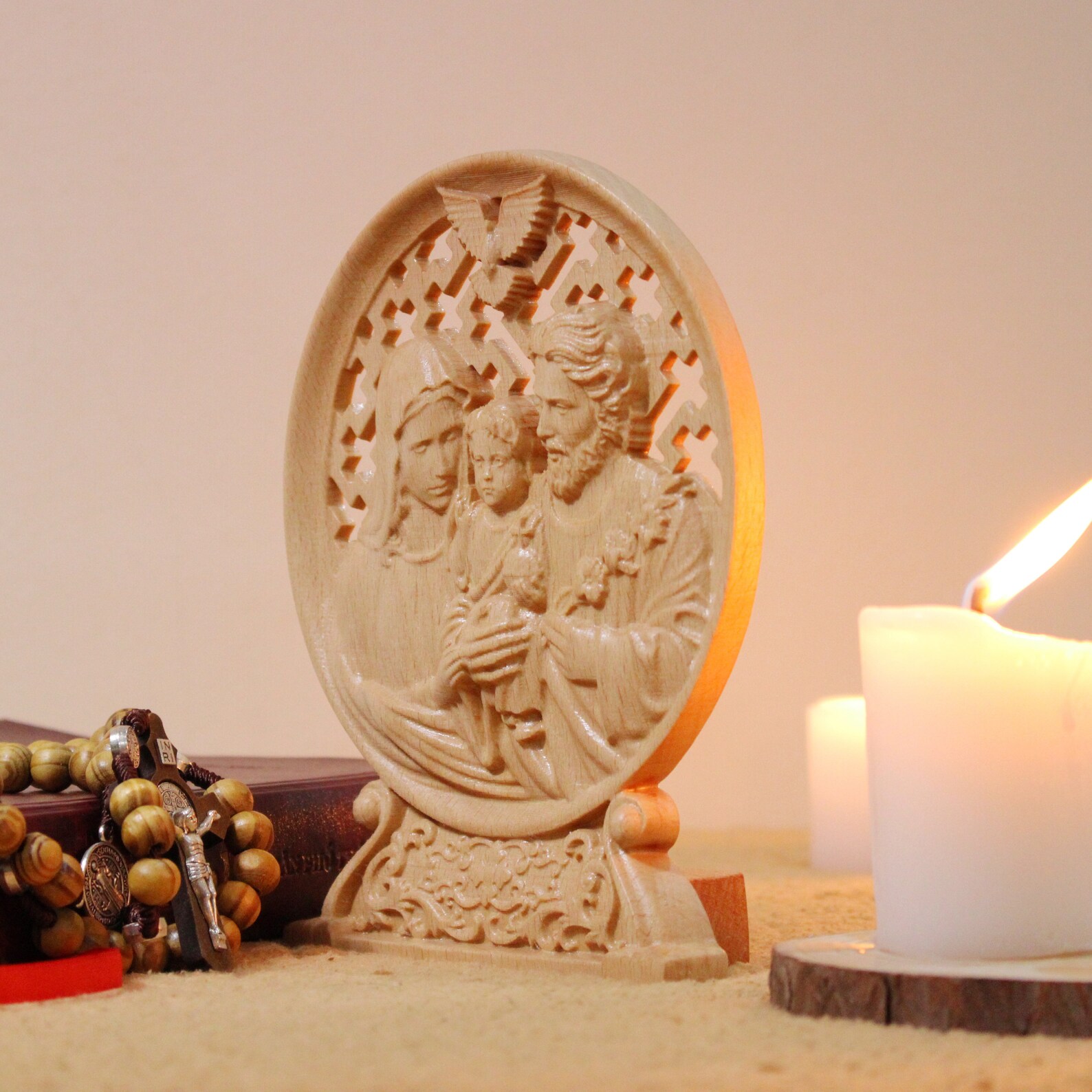 Holy Family Figurine Wooden Table Top Decor Religious - Etsy