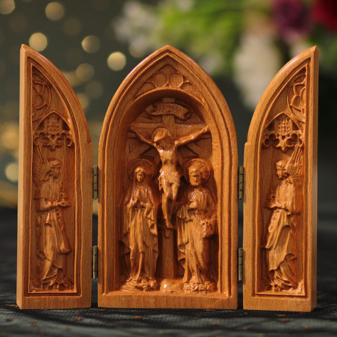 Virgin Mary, Jesus Christ, St. Joseph and Angels Prayer Altar Catholic Triptych Religious Gifts ...