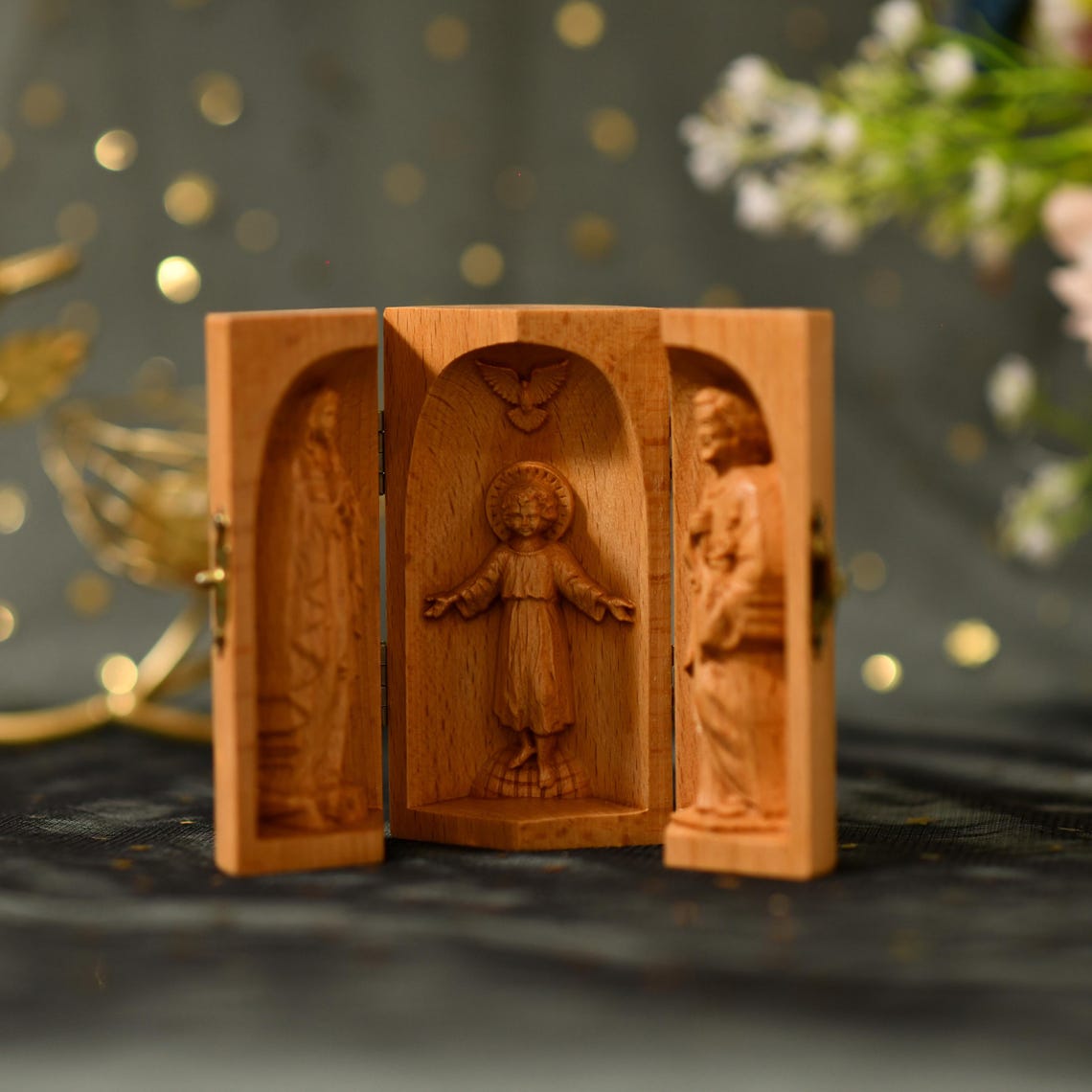 Wooden Solid Catholic Altar in Box, Wood Carving Catholic Icons,wooden ...