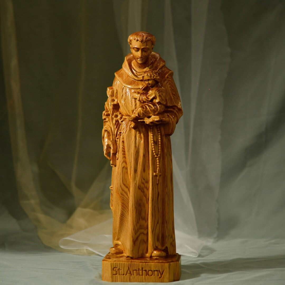 16 Inches Saint Anthony Catholic Icon Wooden Statue Religious Gifts ...
