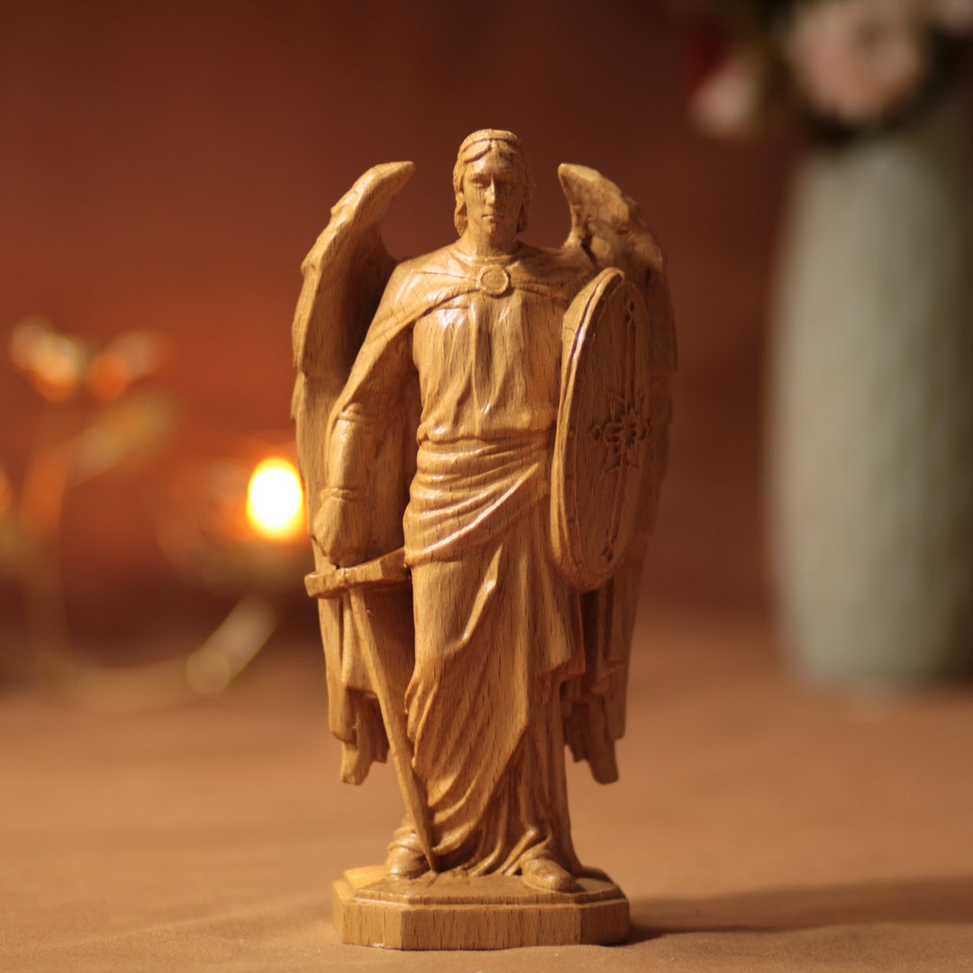 Archangel Michael Wooden Statue Archangel Icon Religious Statues ...