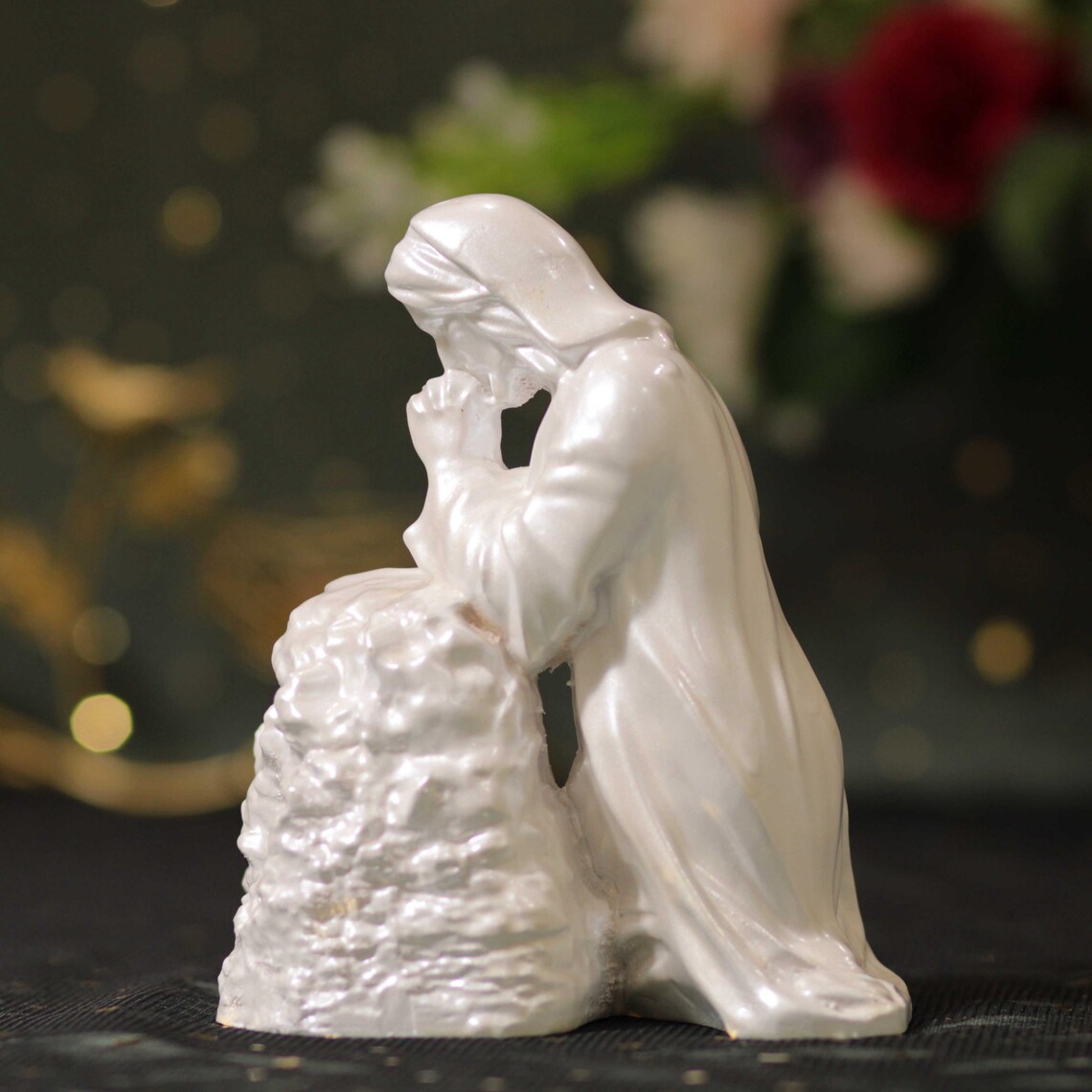Jesus Praying in Gethsemane Wooden Statue – Pearl White Style ...
