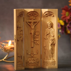 Handmade Portable Altar Jesus Christ / St. Joseph / Our Lady of La Vang Home Decor Mini Catholic ...