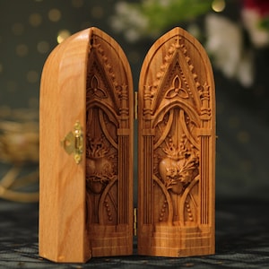 Catholic Wooden Triptych Sacred Heart Jesus Mary Joseph Immaculate ...