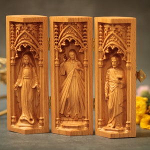 Holy Family Catholic Triptych of the Virgin Mary Jesus Christ St Joseph Portable Altar Catholic ...
