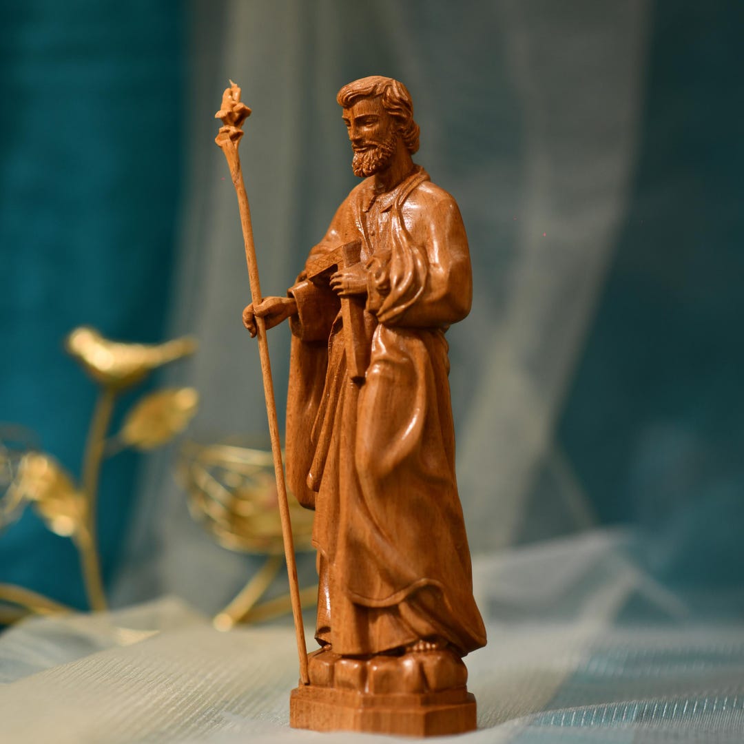 Saint Joseph With Staff Religious Statues Wooden Religious Gifts ...