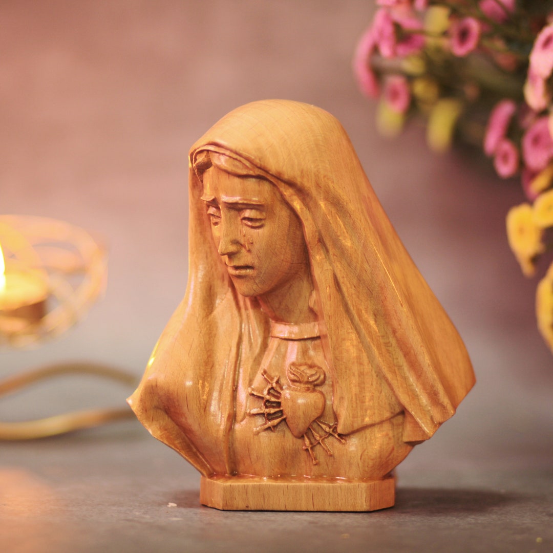 La Pieta Bust Head Sculpture, Mother of Sorrows, Mothers Mary Icons ...