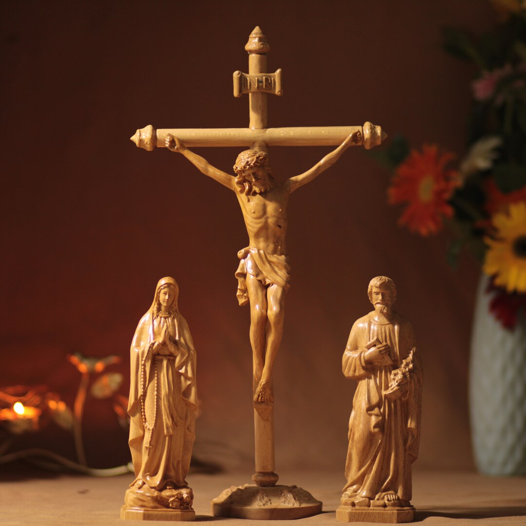 Catholic Home Altar Jesus on the Cross Mother Mary St. Joseph Catholic ...