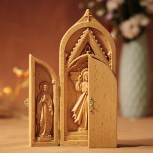Catholic Triptych Jesus Christ St. Joseph Virgin Mary Religious Gifts Wooden Catholic Home Altar ...