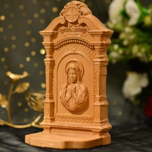 Virgin Mary Praying Wooden Altar Catholic Altar Religious Home Decor ...