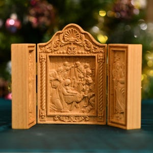 Nativity Birth of Christ Catholic Triptych Religious Icon Handmade Home ...