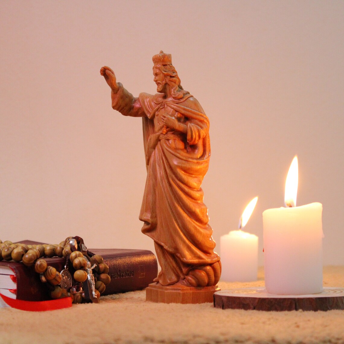 Hand Carved Wood Jesus Christ Blessing's Statue Religious - Etsy