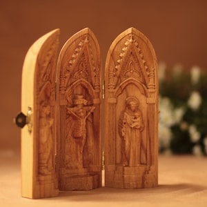 Jesus Christ, Virgin Mary and St. Anthony Handmade Prayer Altar Catholic Triptych Religious ...