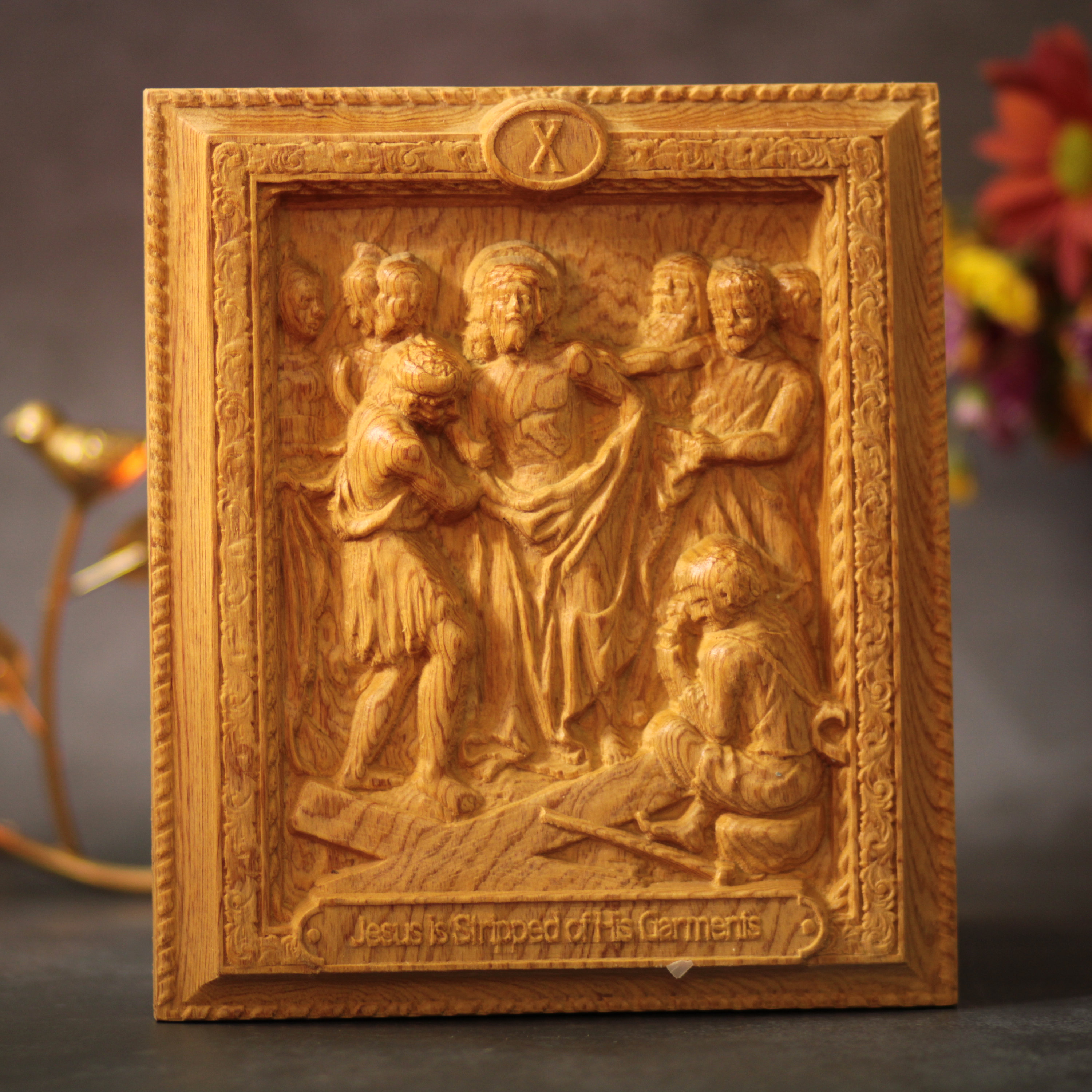 A Set of 14 Wooden Stations of the Cross Solid Wood Carving Room Decor ...