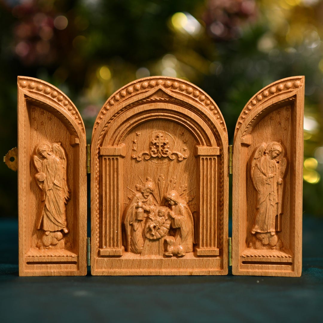 Nativity Triptych Holy Trinity- Archangel Michael- Archangel Gabriel Christmas Gift Ideas ...
