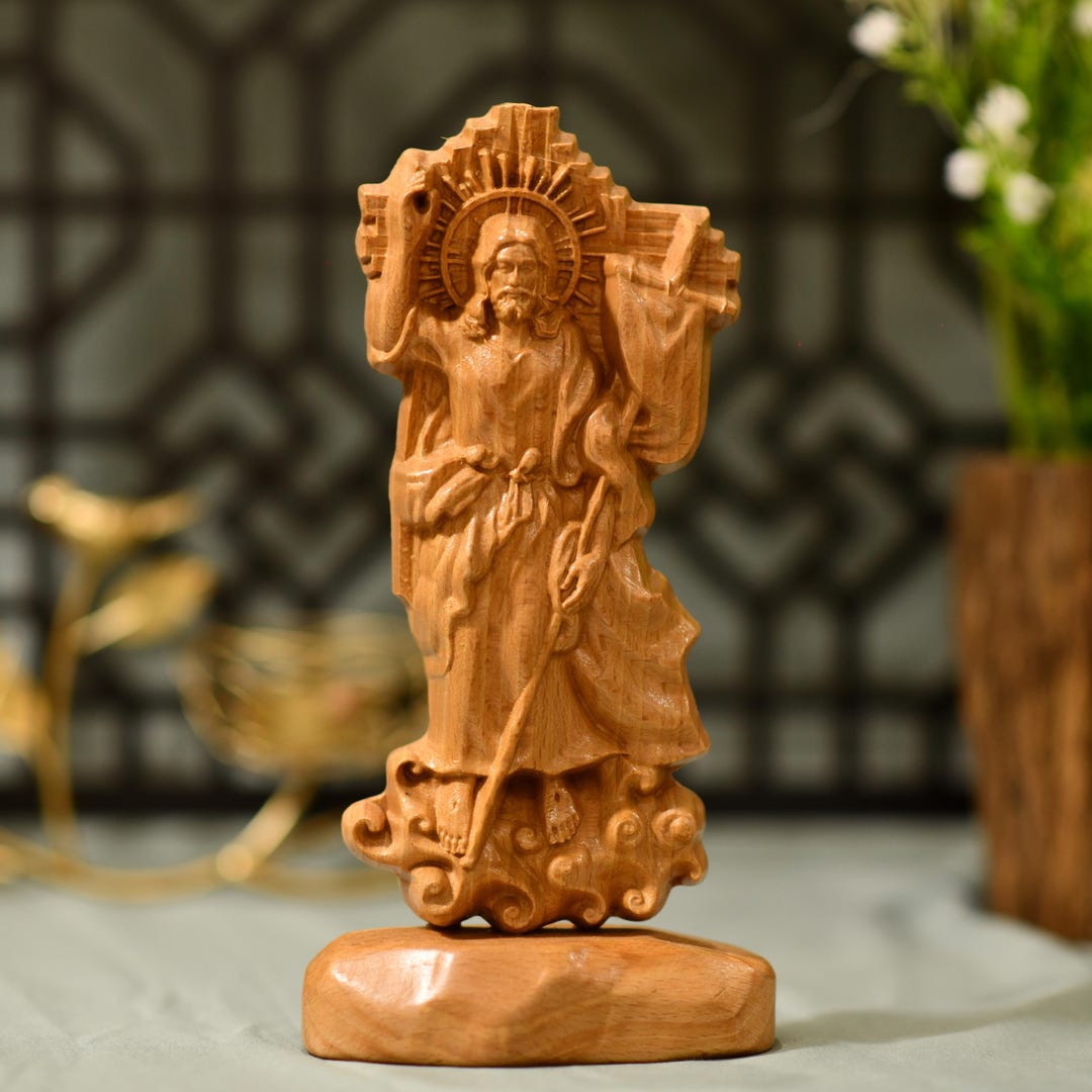 Resurrection of Jesus Desktop Figurine, Jesus Art, Christmas Gift, Wood ...