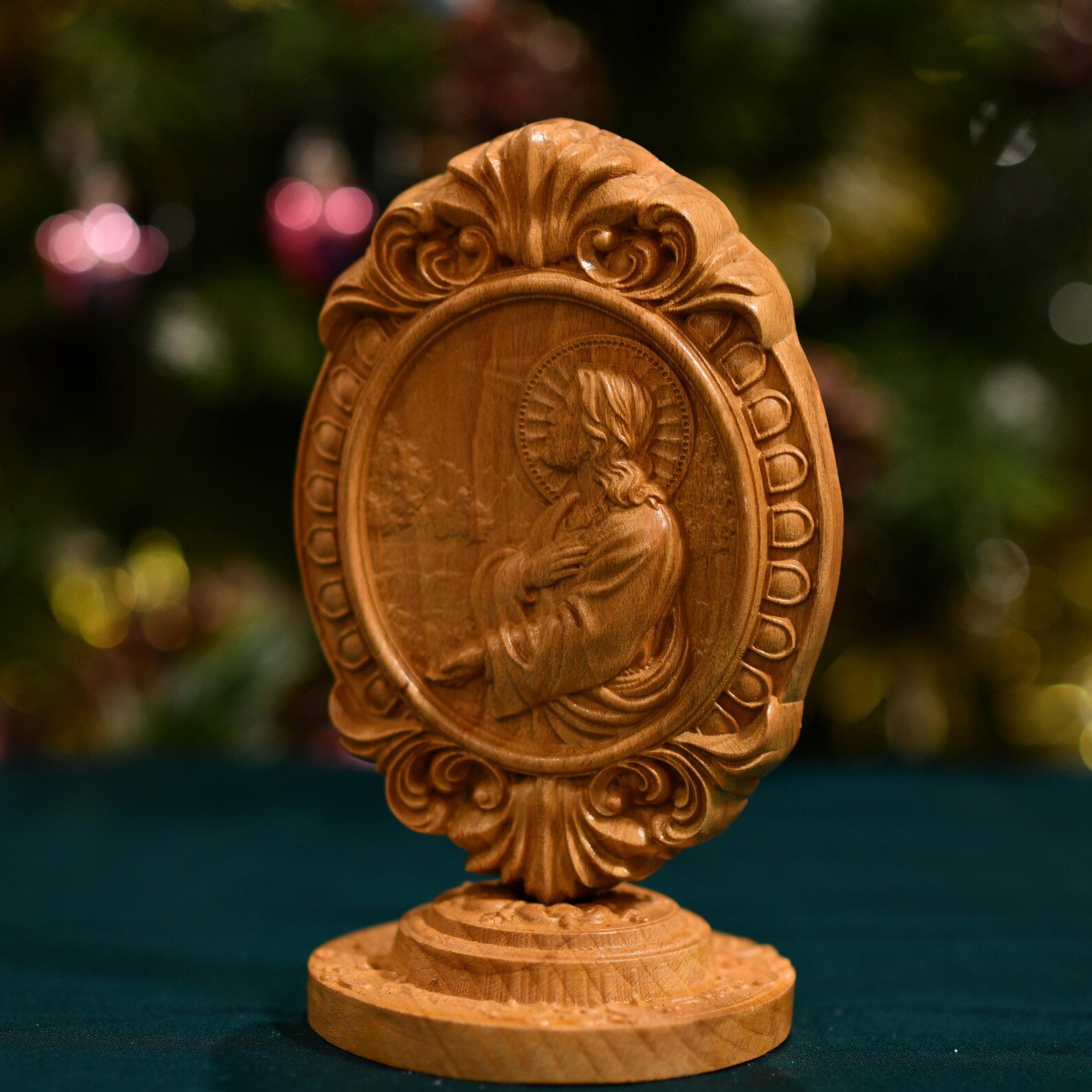 Jesus Sacred Heart Table Top Wood Carving Lord Jesus Christ Idol ...