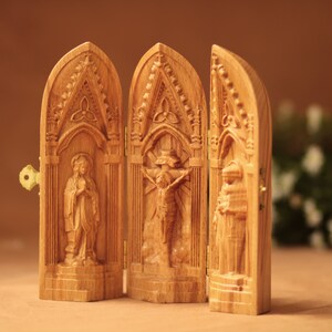 Jesus Christ, Virgin Mary and St. Anthony Handmade Prayer Altar Catholic Triptych Religious ...