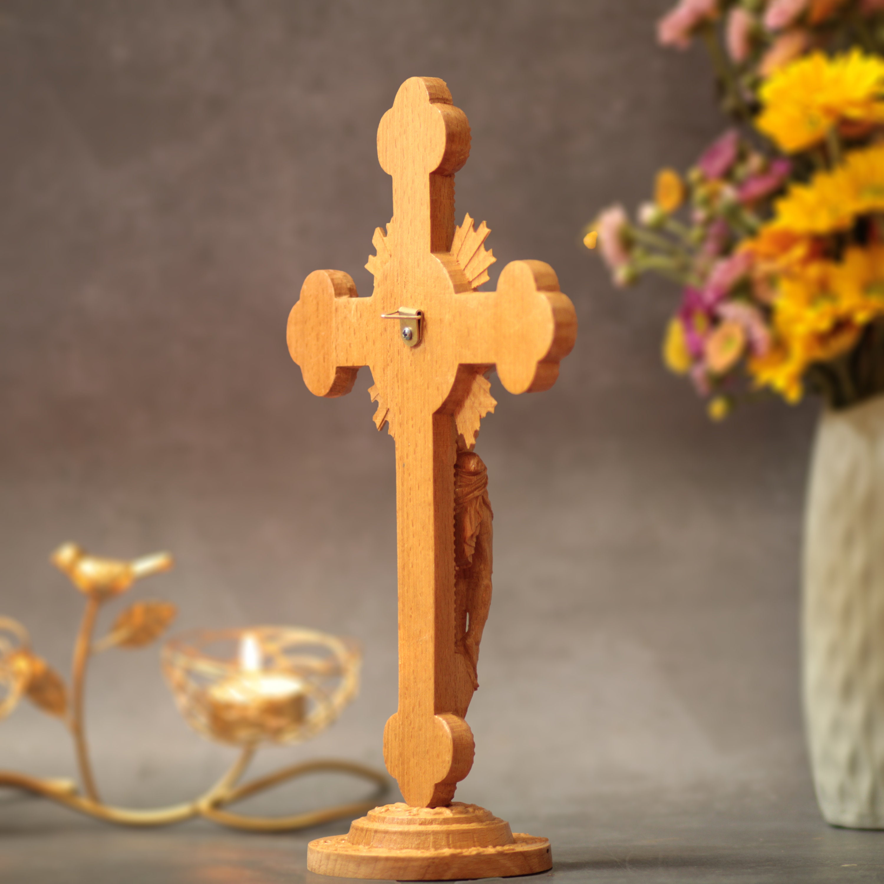 Christ Crucifix Solid Wood Religious Wall Wooden Cross Jesus Crucifix ...