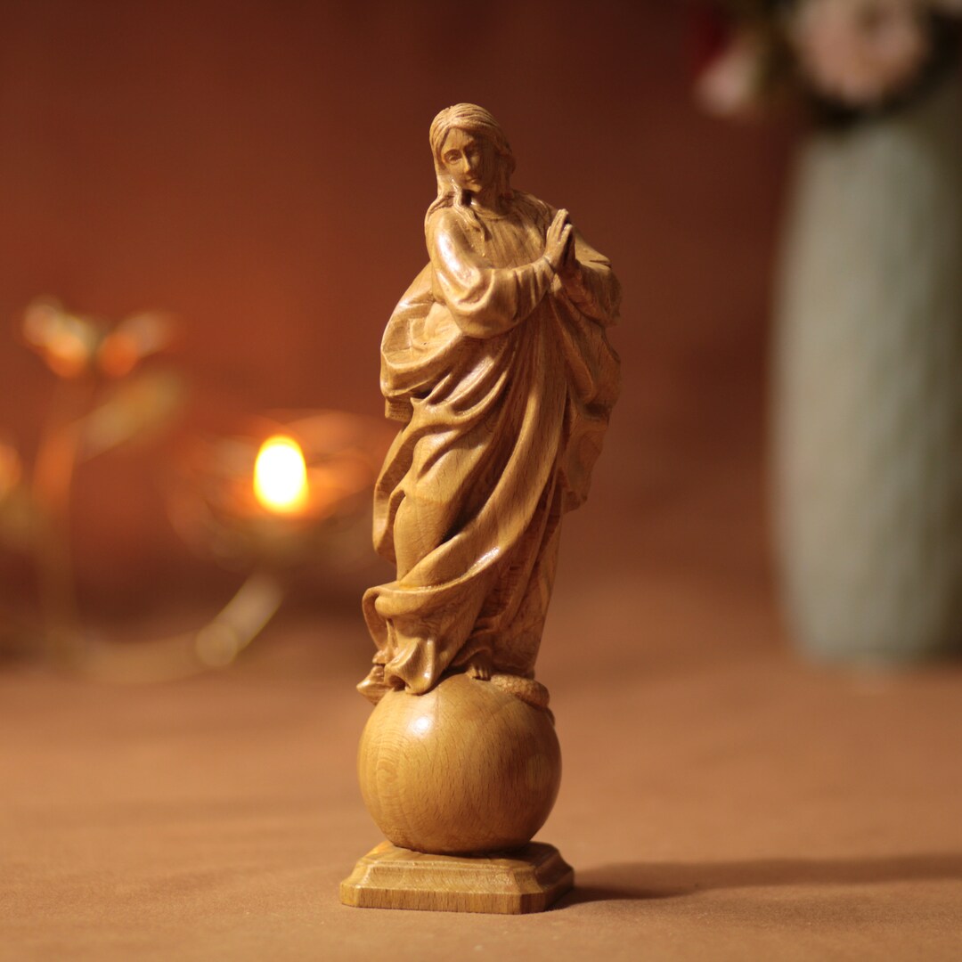 Mother Mary Wooden Statue the Mother of God Handmade Home Decor ...