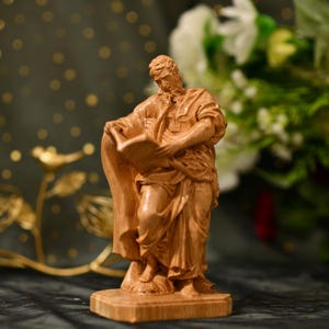 St Matthew the Apostle Wooden Statue Catholic Saint Matthew Figurine ...