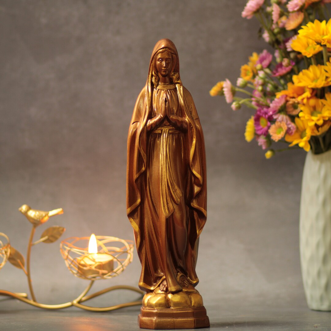 Our Lady of Lourdes Catholic Icons Wooden Statue Vintage Style Catholic ...