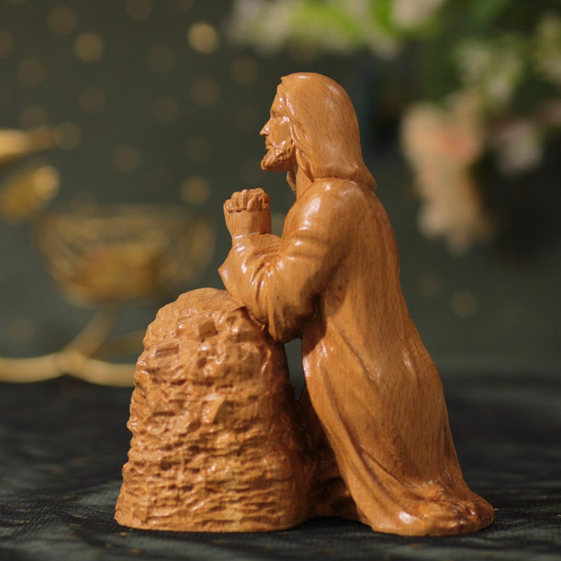 Jesus Christ Praying in the Garden of Gethsemane Wooden Statue Catholic ...