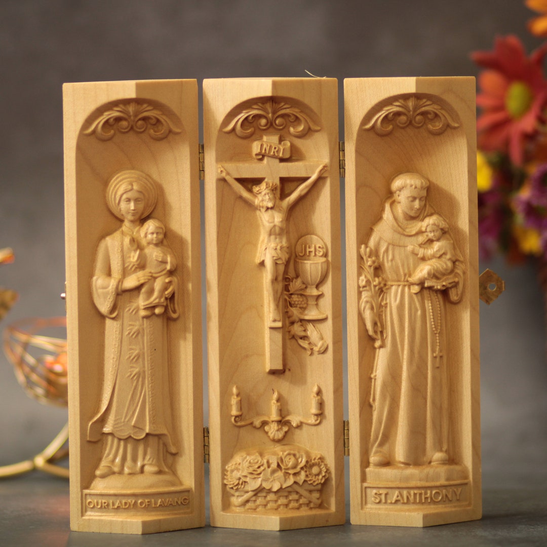 Catholic Triptych Jesus Christ St. Anthony Our Lady of La Vang Catholic ...
