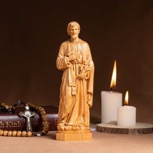 St Joseph the Worker Statue Wood Carving Handmade Home Decor Christian ...
