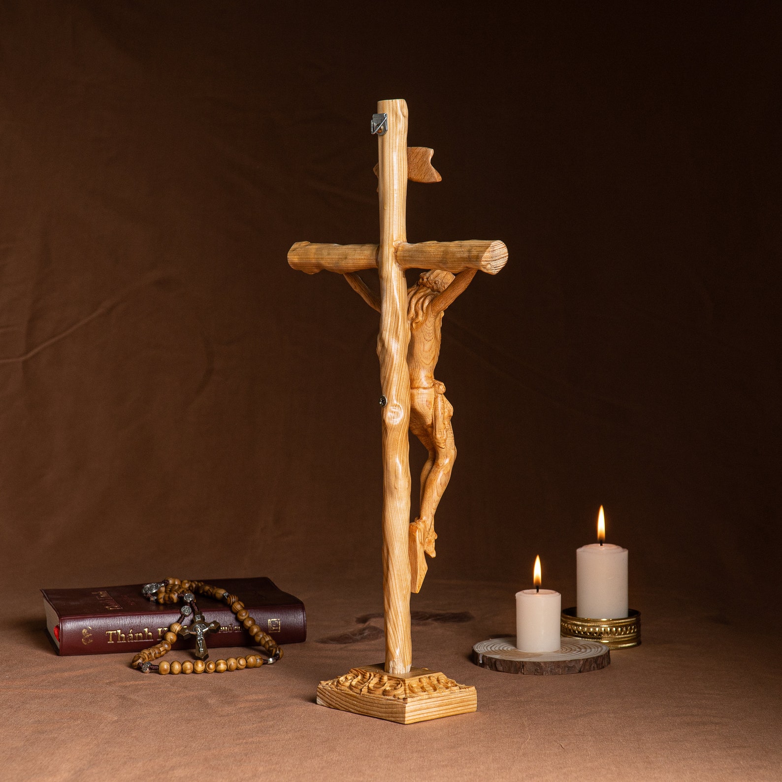 Christ Crucifixion Wood Carving Religious Artwork Cross Wall Hanging ...