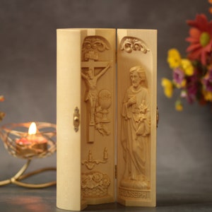 Wooden Catholic Altar Jesus Christ/ Saint Joseph/ Our Lady of Fatima ...