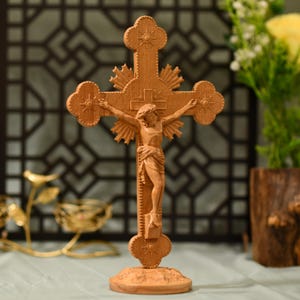 Christ Crucifix Solid Wood Religious Wall Wooden Cross Jesus Crucifix ...