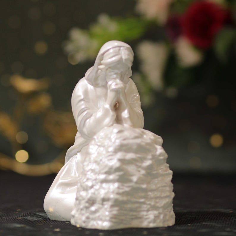 Jesus Praying in Gethsemane Wooden Statue – Pearl White Style ...