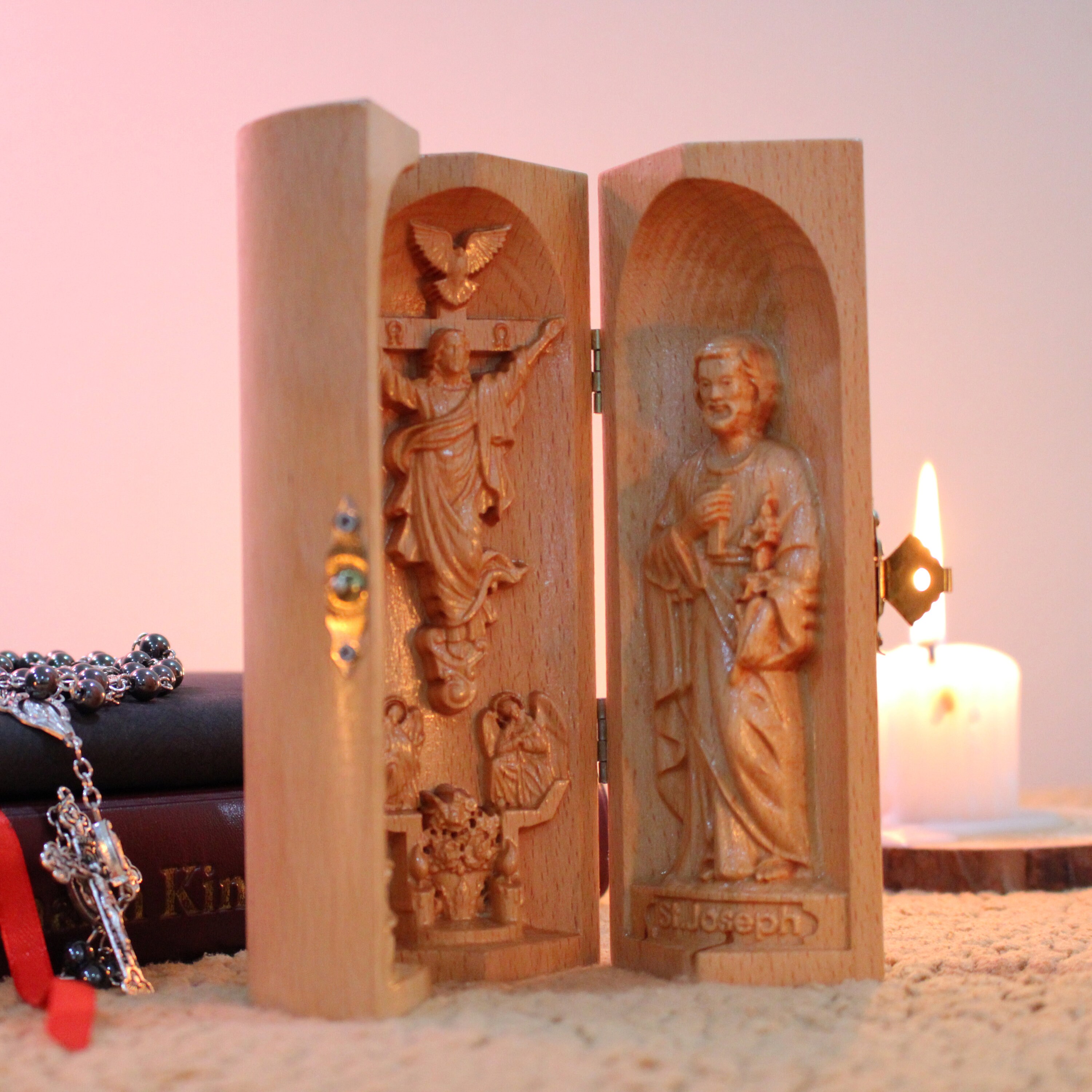 Handmade Triptych Catholic Home Altar Catholic Icon Triptych - Etsy