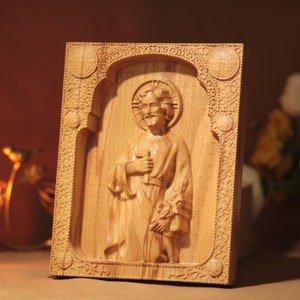 St. Joseph the Worker Wall Art Saint Icon Wooden Altar Catholic Gifts ...
