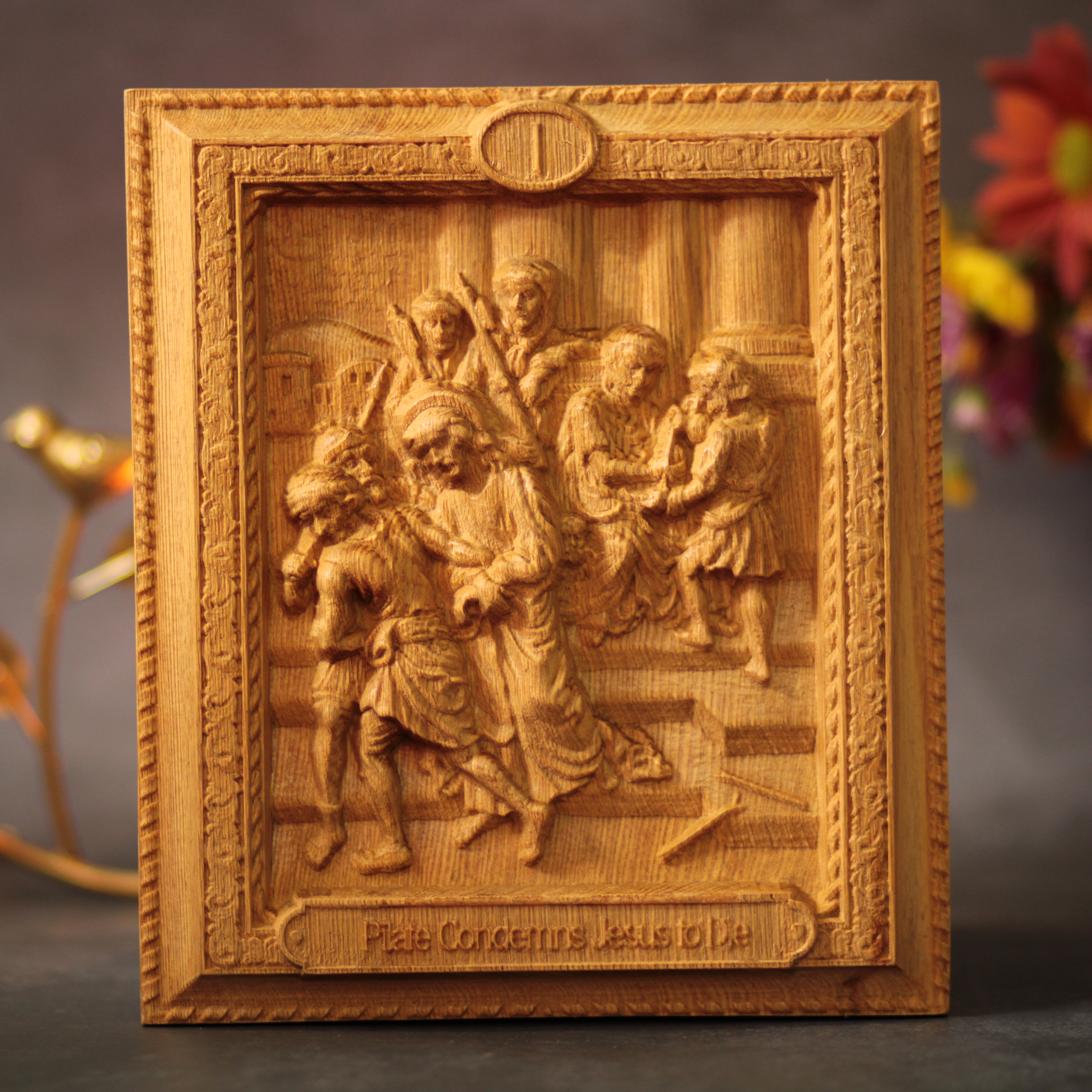 A Set of 14 Wooden Stations of the Cross Solid Wood Carving Wooden Icon ...