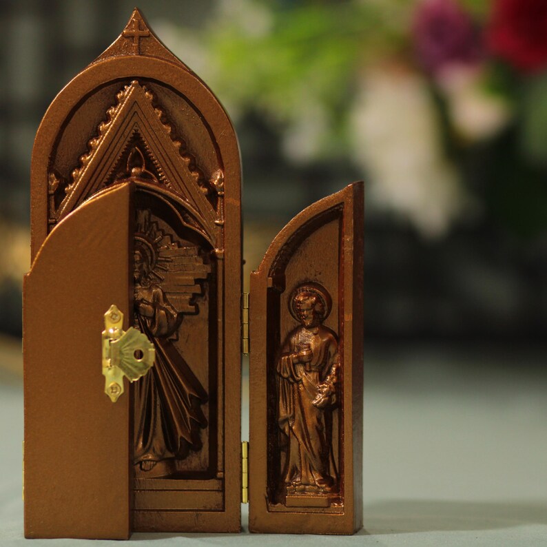 Catholic Triptych Jesus Christ- St. Joseph- Virgin Mary Antique Style ...