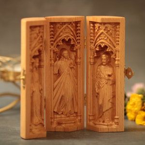 Holy Family Catholic Triptych of the Virgin Mary Jesus Christ St Joseph Portable Altar Catholic ...