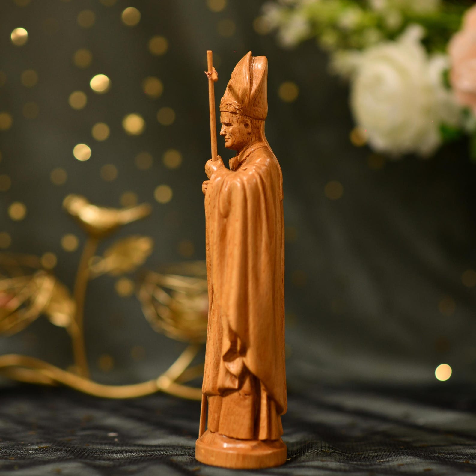 Pope Saint John Paul II Wooden Figurine Statues Holy Figurine Religious ...
